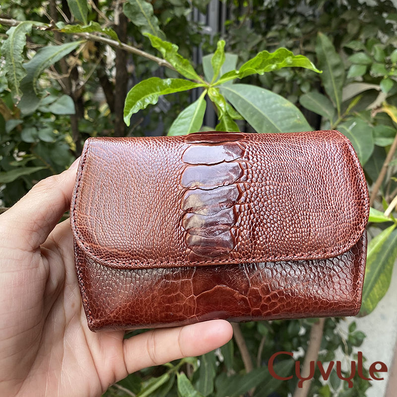 Ví, bóp cầm tay nhỏ da đà điểu cao cấp